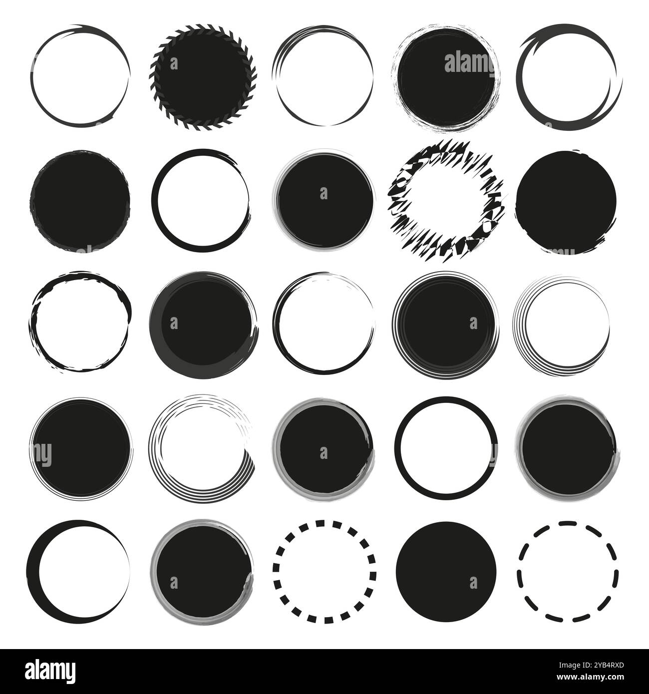 Circle pattern set. Round abstract shapes. Different stroke styles ...