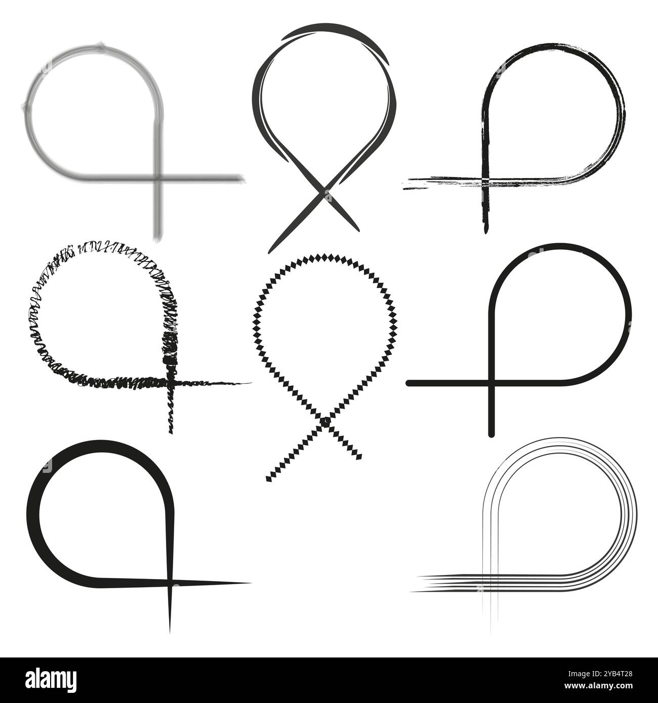 Abstract loop design. Multiple line styles vector. Black and white ...