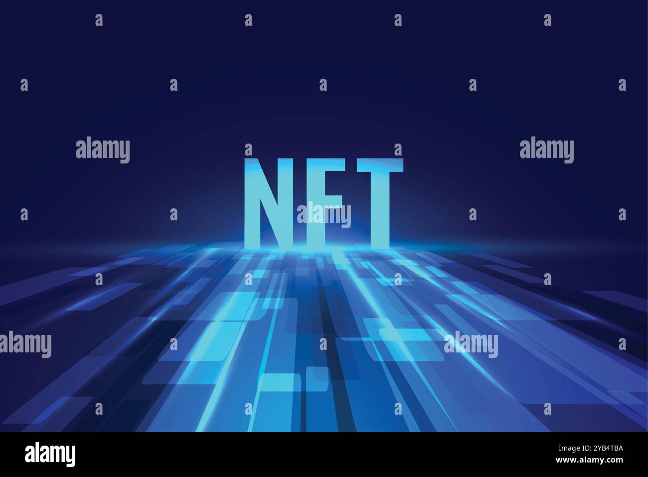 NFT technology background with digital lights floor Stock Vector Image ...