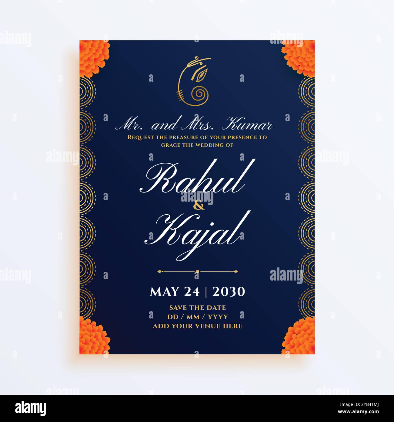 decorative flower indian style wedding card design Stock Vector Image ...