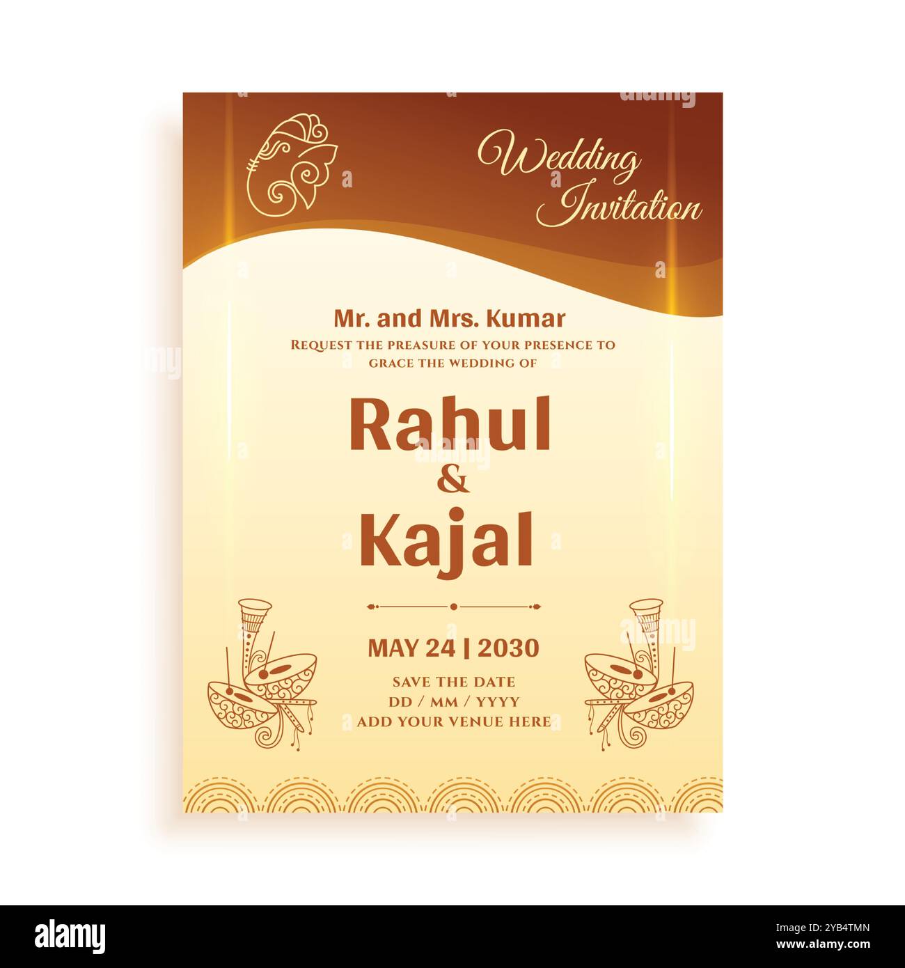 traditional indian wedding card design template Stock Vector Image ...