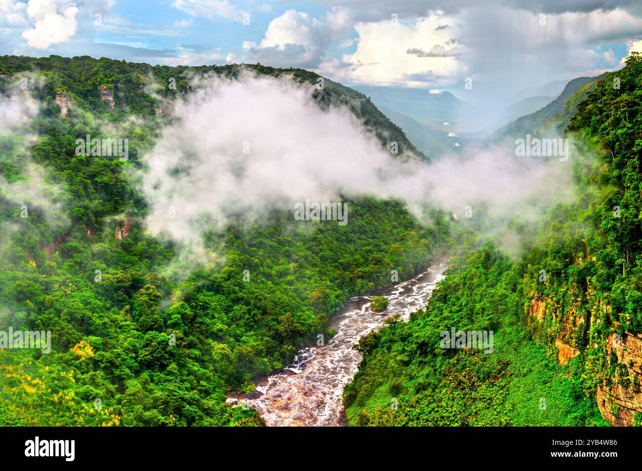 The Potaro river valley under Kaieteur Falls in the Amazon rainforest ...