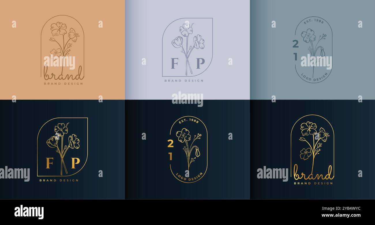cute monogram logos set in floral style Stock Vector Image & Art - Alamy