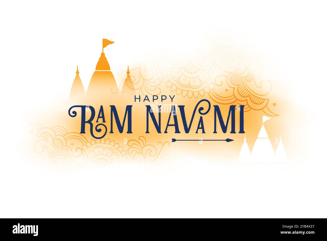 lord ram navami festival wishes blessing card with temples Stock Vector ...