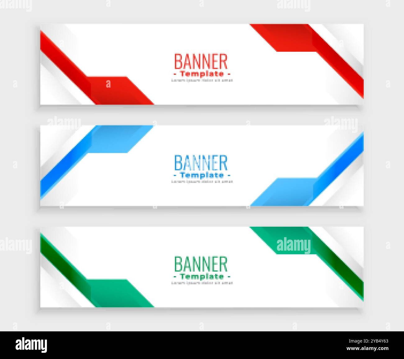 abstract white banners with geometric shapes in three colors Stock ...