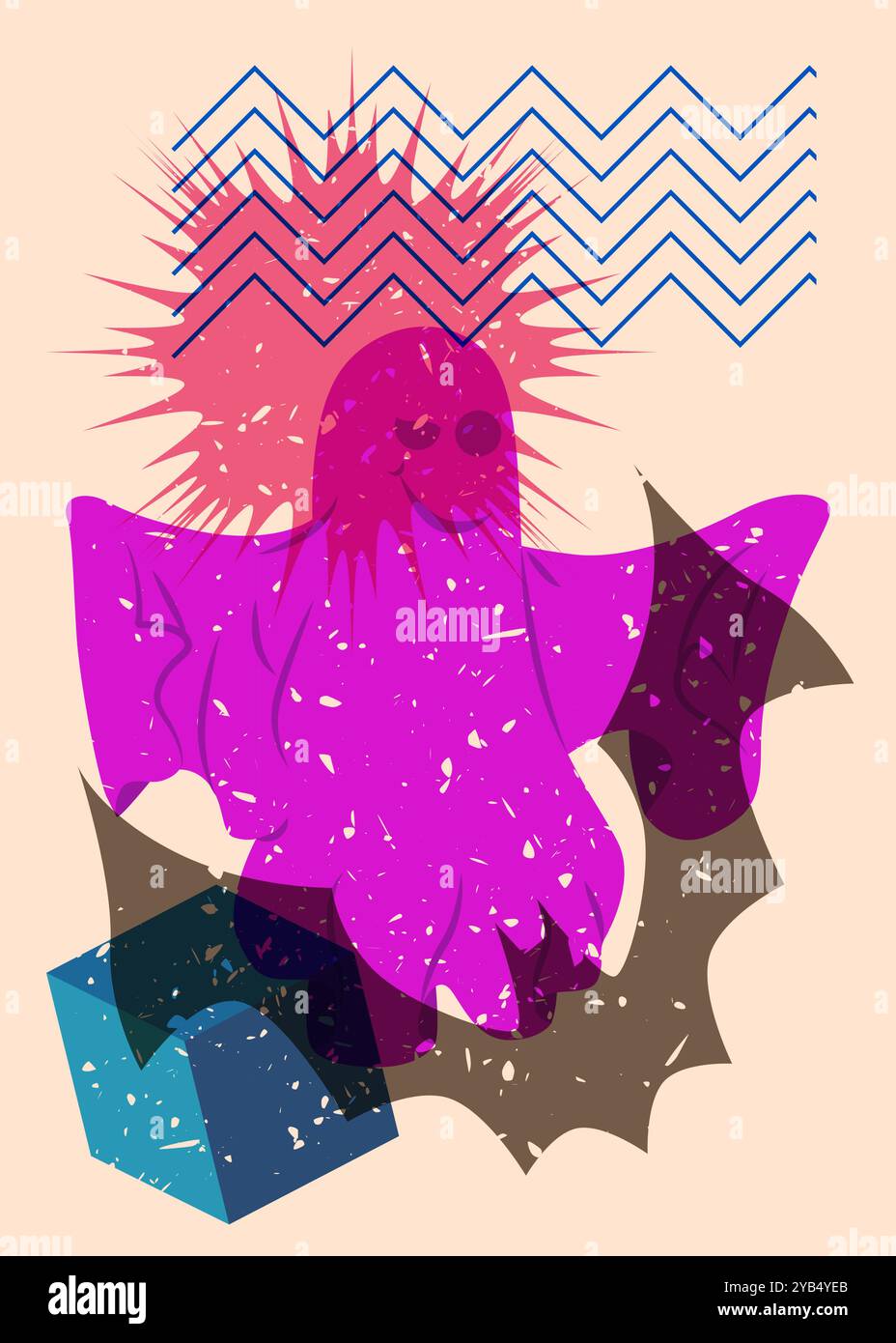 Risograph halloween ghost bat geometric hi-res stock photography and ...