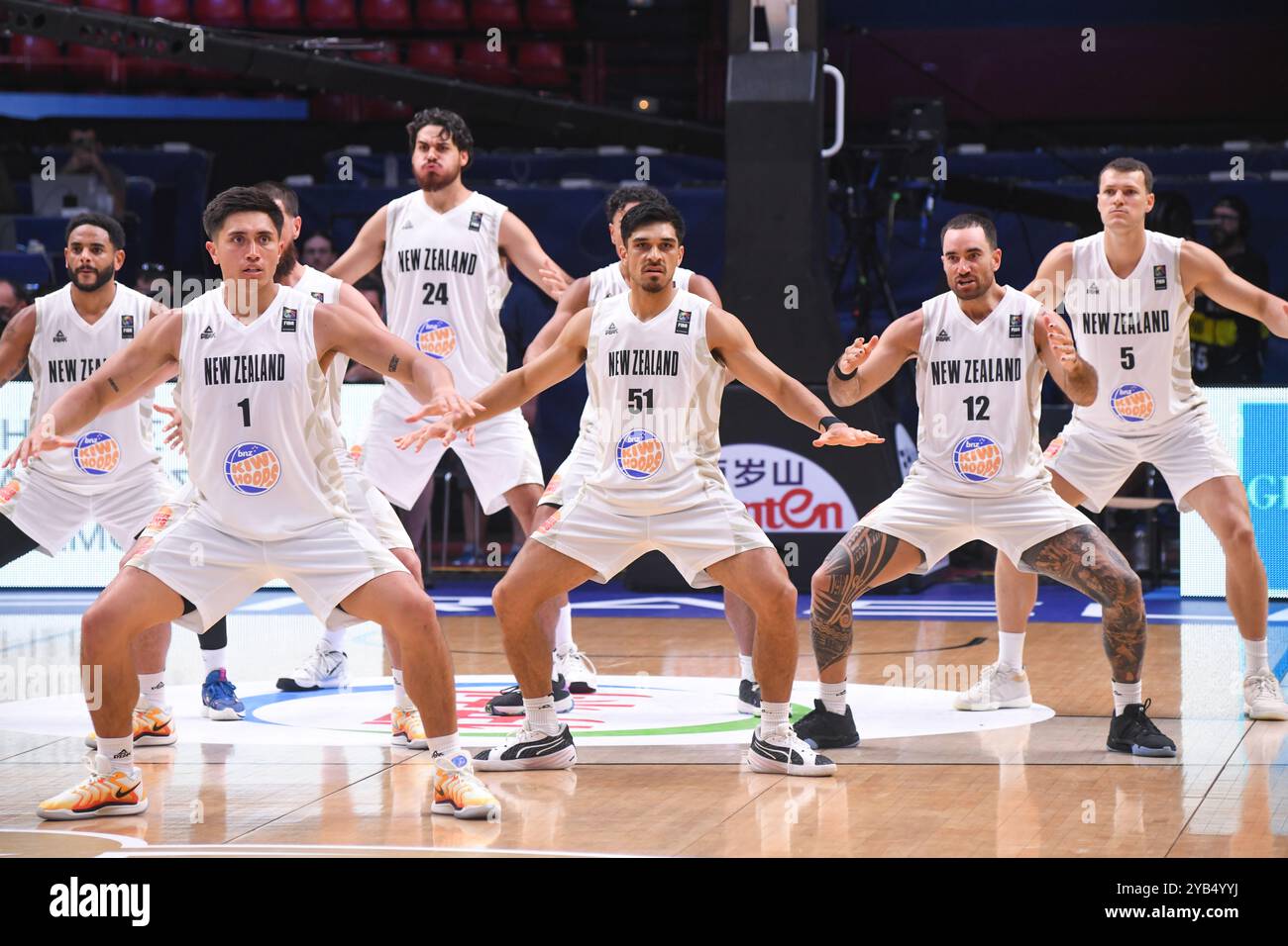 New Zealand basketball team perfoming the haka. FIBA Olympic Qualifying ...