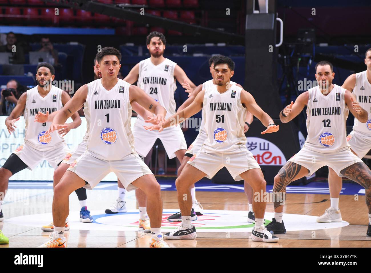 New Zealand basketball team perfoming the haka. FIBA Olympic Qualifying ...