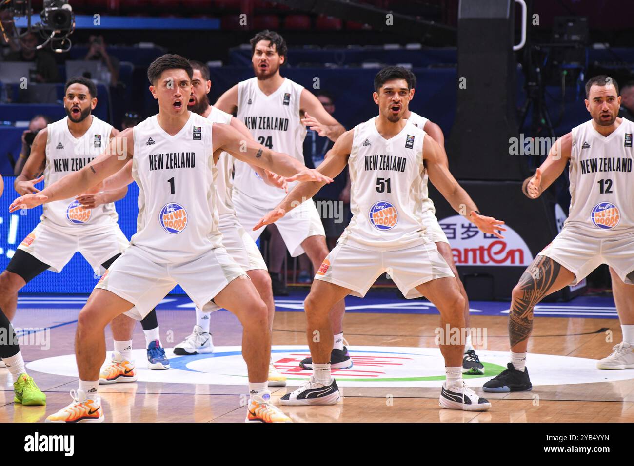 New Zealand basketball team perfoming the haka. FIBA Olympic Qualifying ...
