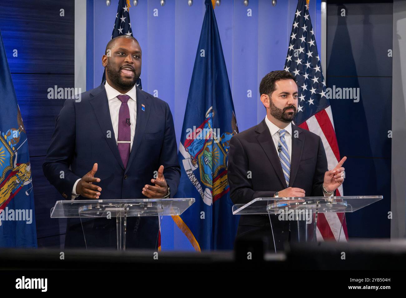 Mondaire Jones and Rep. Mike Lawler speak during the Congressional ...