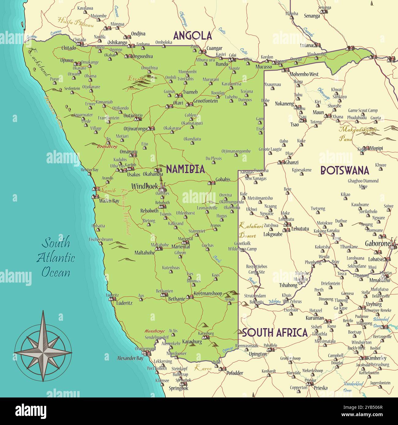 Namibia digital map Stock Vector Images - Alamy