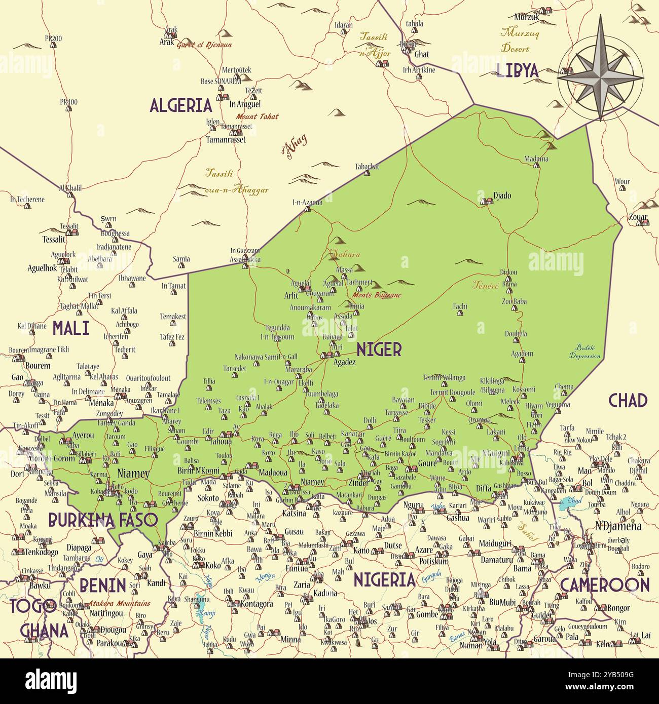 Map of Niger vintage fantasy style Stock Vector Image & Art - Alamy