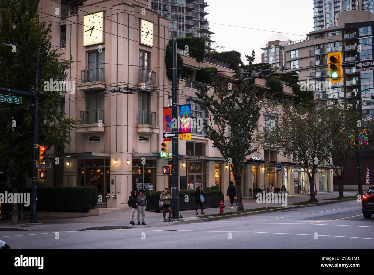 The Yaletown neighbourhood in downtown Vancouver at dusk. Vancouver BC ...