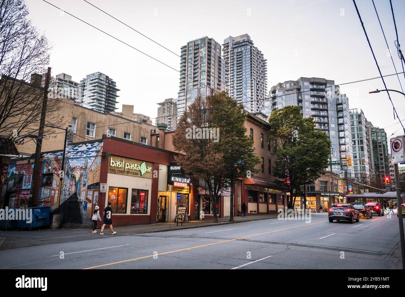 The Yaletown neighbourhood in downtown Vancouver at dusk. Vancouver BC ...