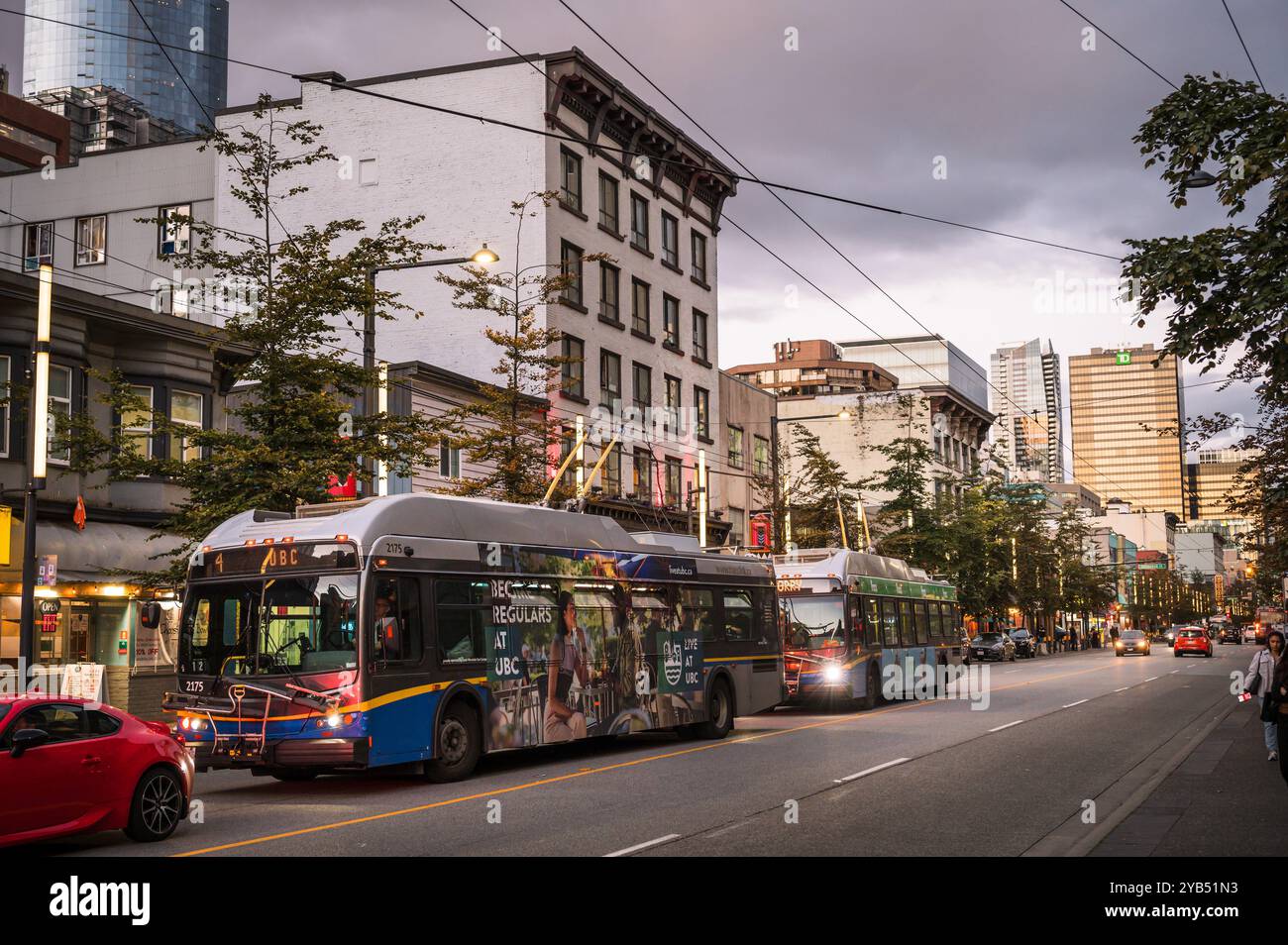 The Yaletown neighbourhood in downtown Vancouver at dusk. Vancouver BC ...