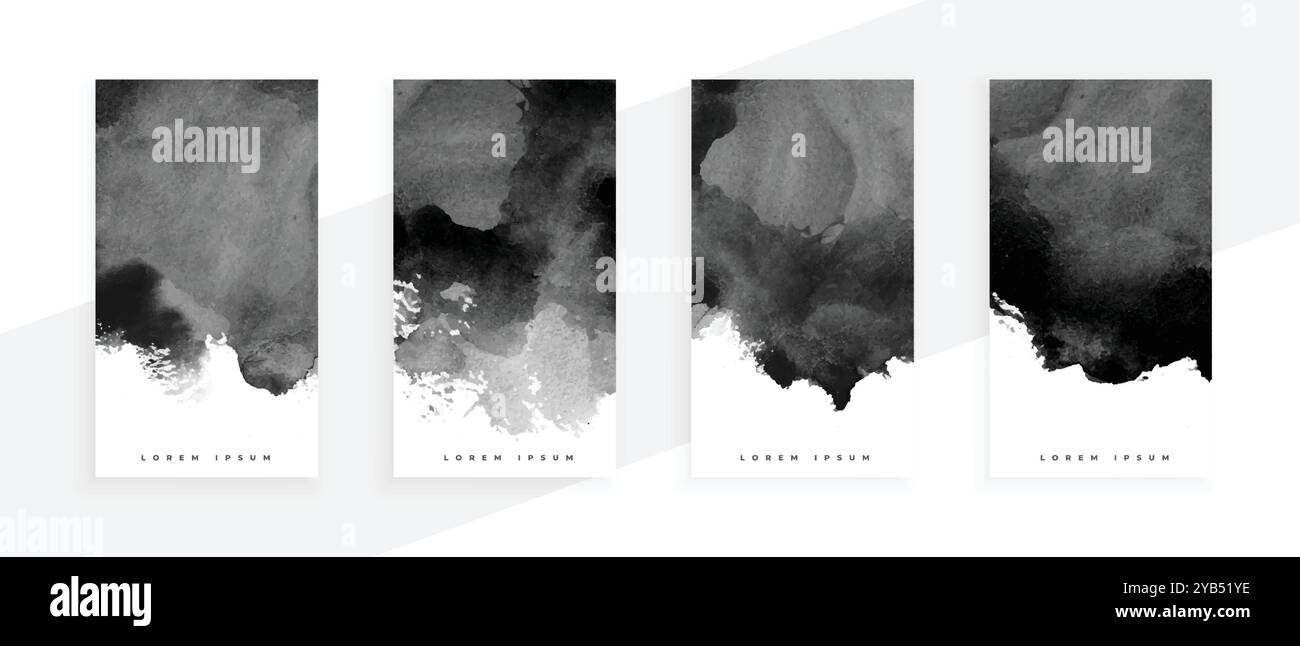 abstract black watercolor grunge banners set Stock Vector Image & Art ...