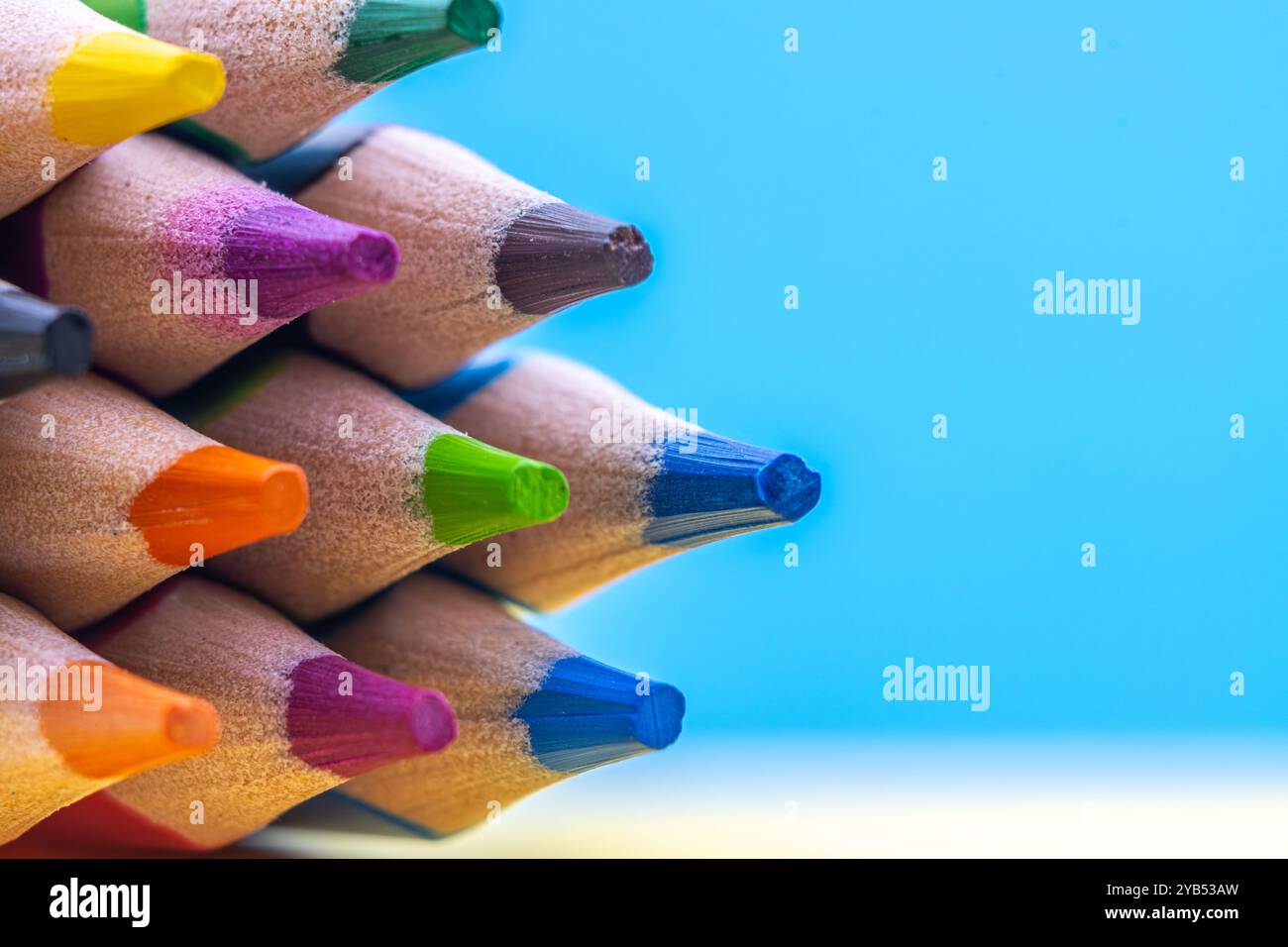 This image displays a close-up view of the tips of a bundle of colored ...