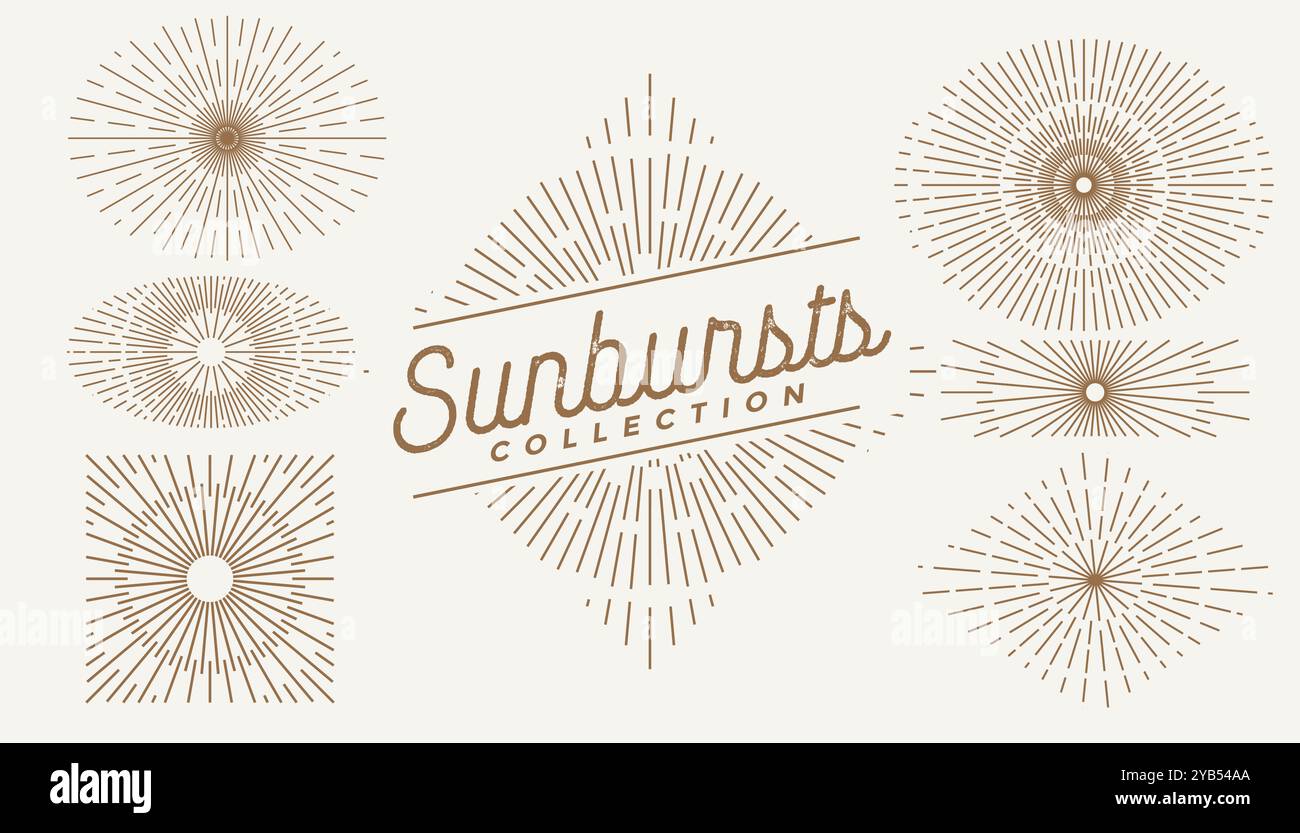 classic sunburst rays hand drawn collection Stock Vector Image & Art ...