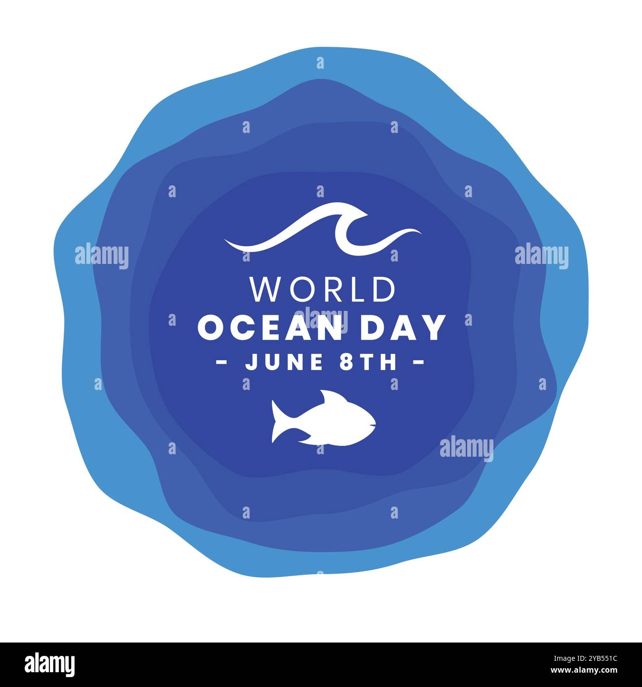 paper style world ocean day background with fish Stock Vector Image ...