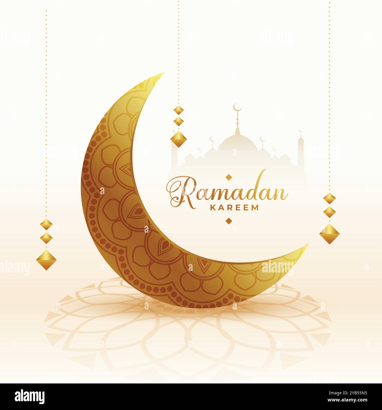 ramadan kareem blessing card with golden background Stock Vector Image ...