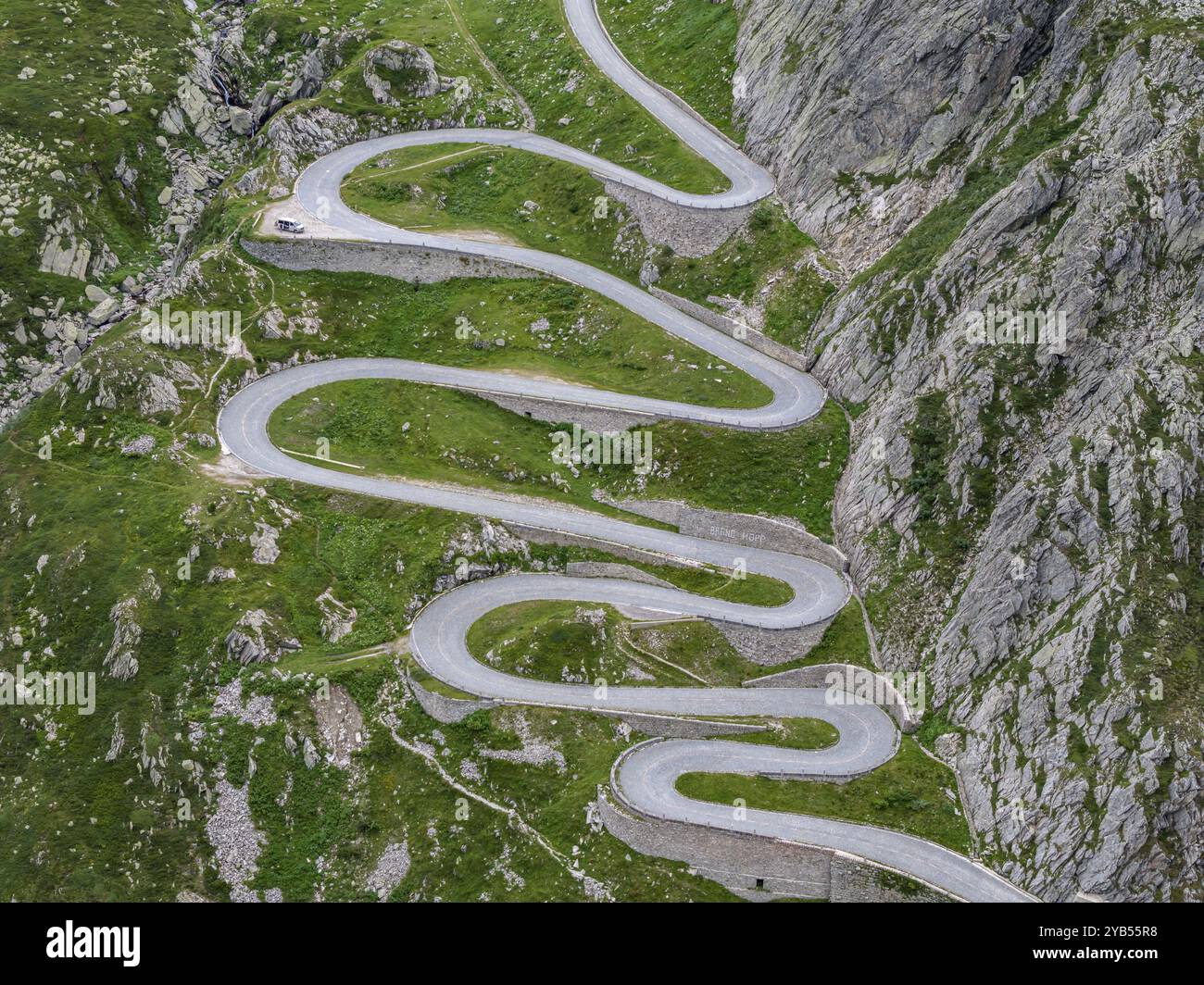 La Tremola, world-famous serpentine road through the Val Tremolo, road ...