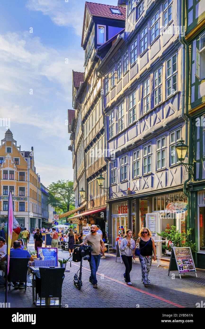 Old town alley with half-timbered houses, Hanover, Lower Saxony ...