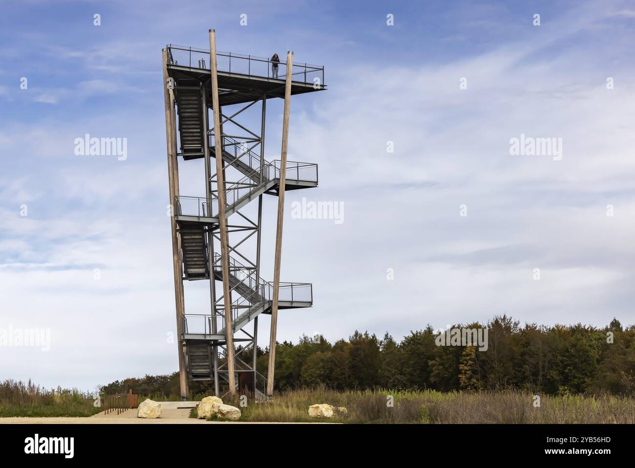 Heidengrabenturm on the Swabian Alb. The observation tower offers a ...