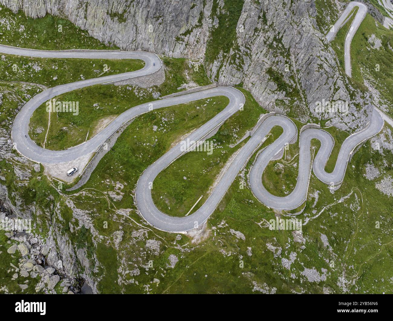 La Tremola, world-famous serpentine road through the Val Tremolo, road ...