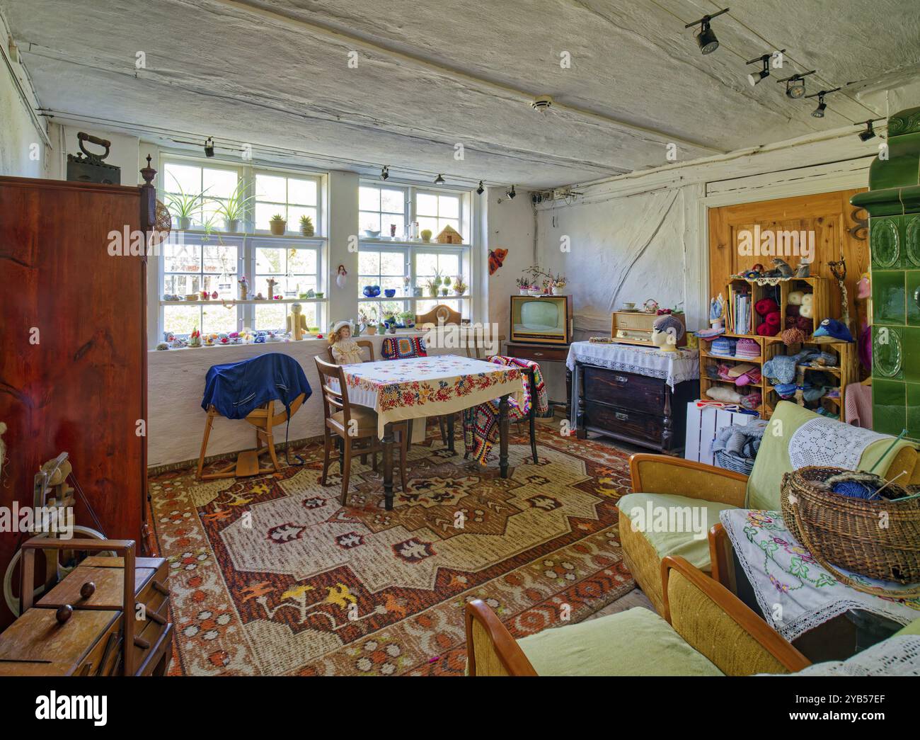 Living room of the 1960s, interior photo, open-air museum Klockenhagen ...