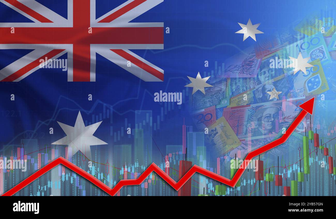 Growth of Australia economy on the financial graph. Australian ...