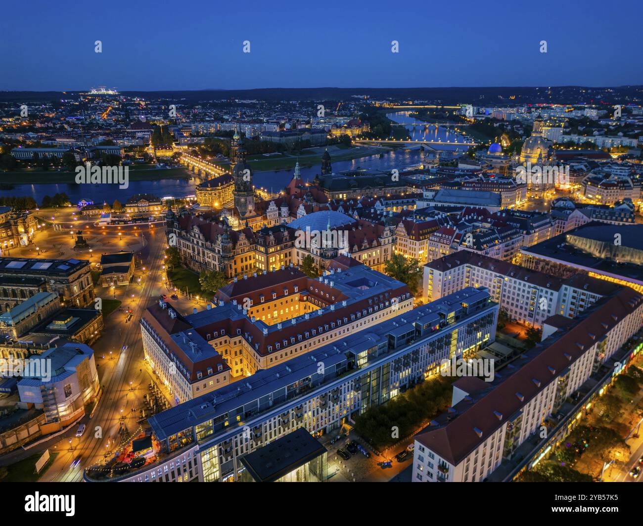 Historic old town with Taschenbergpalais, Residenzschloss, Hofkirche ...