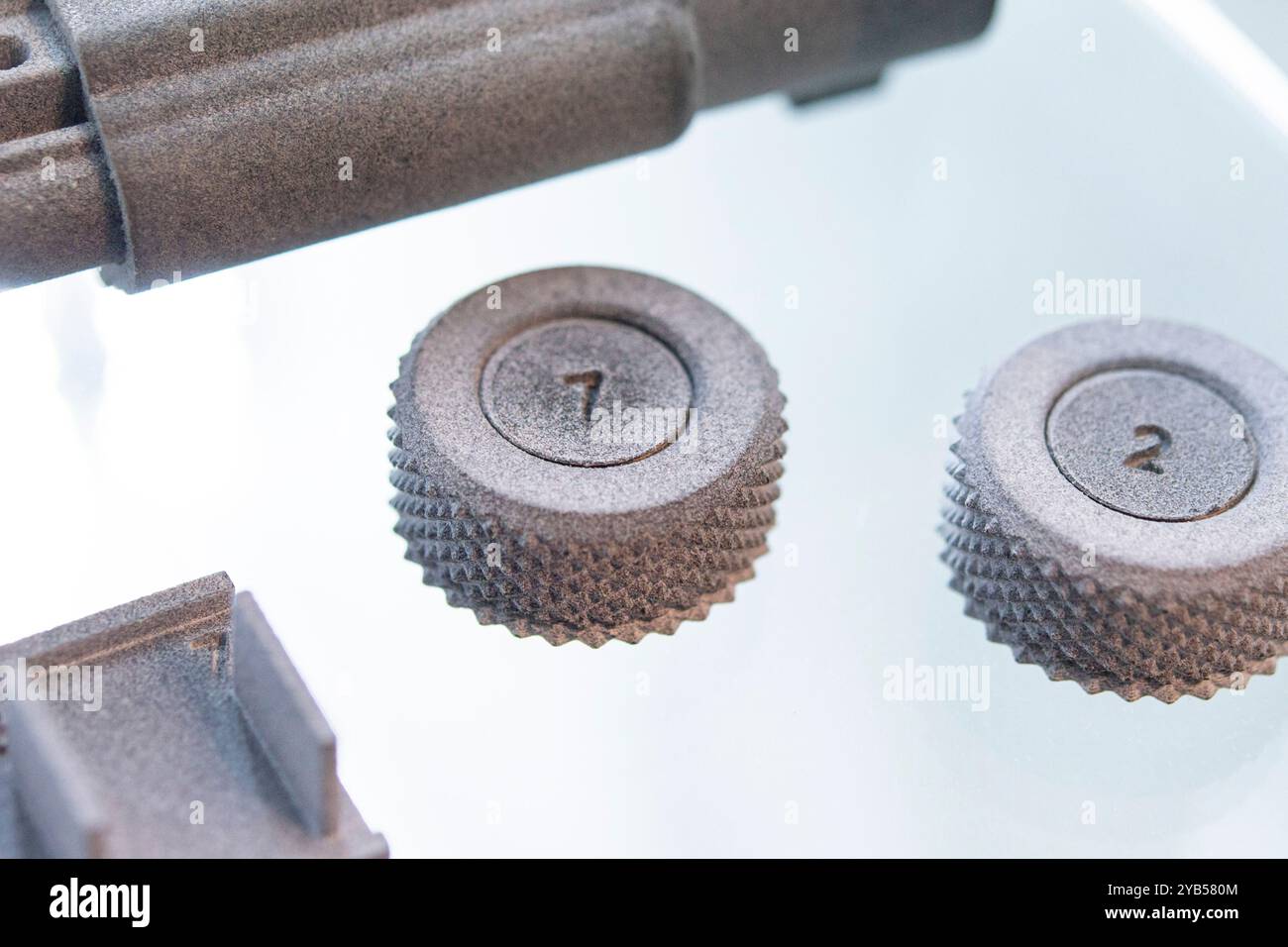 Object printed on a 3D printer from molten plastic powder. Different ...