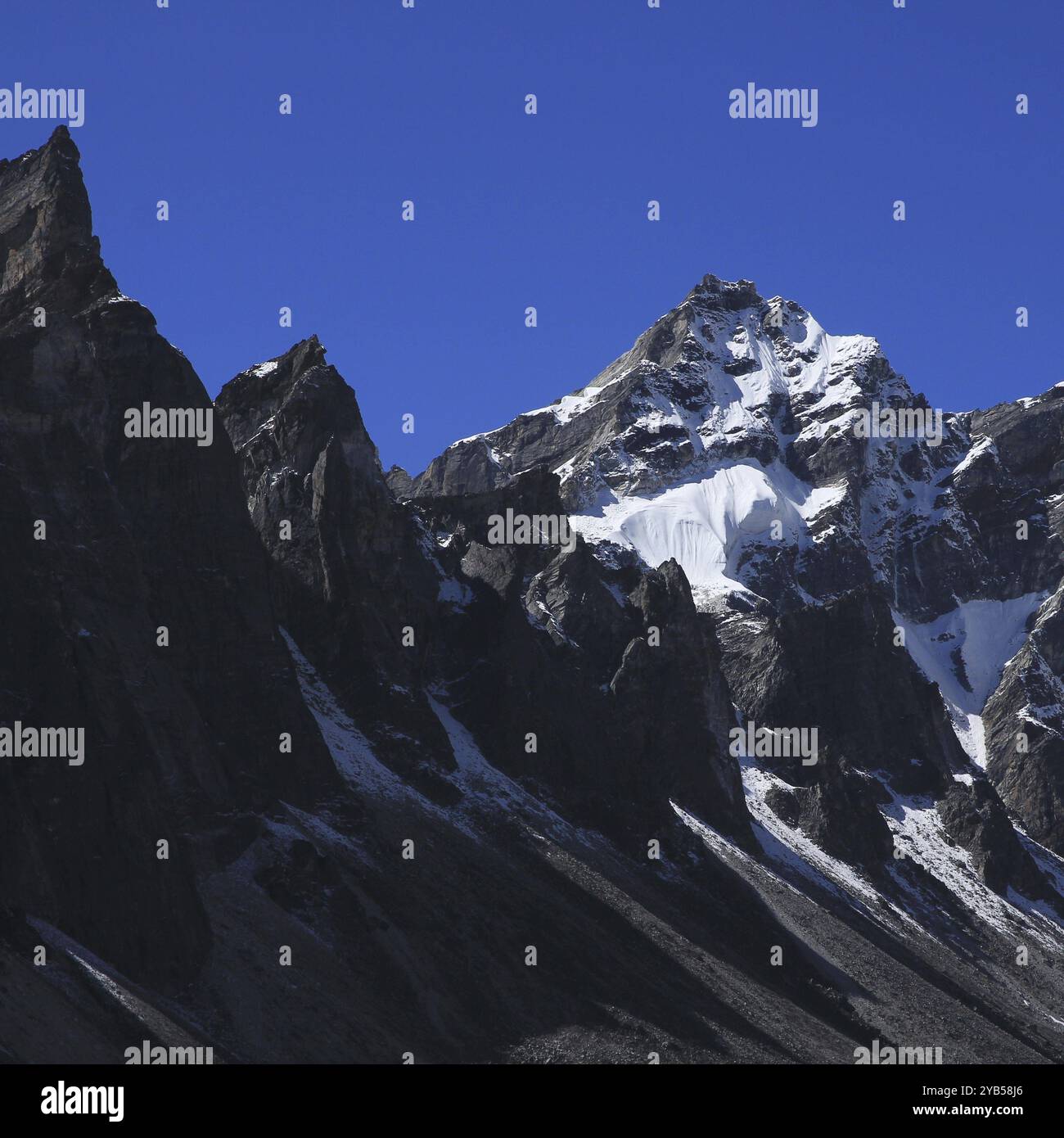 Pointed peaks near Thonak Tsho, Gokyo Valley Stock Photo - Alamy