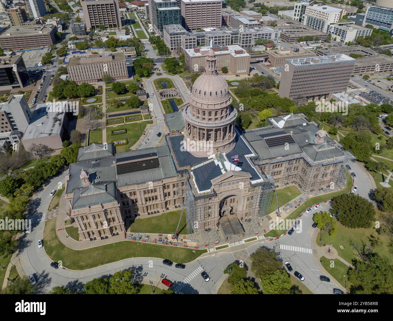 Aerial view of the Texas State Capitol Building In the city of Austin ...