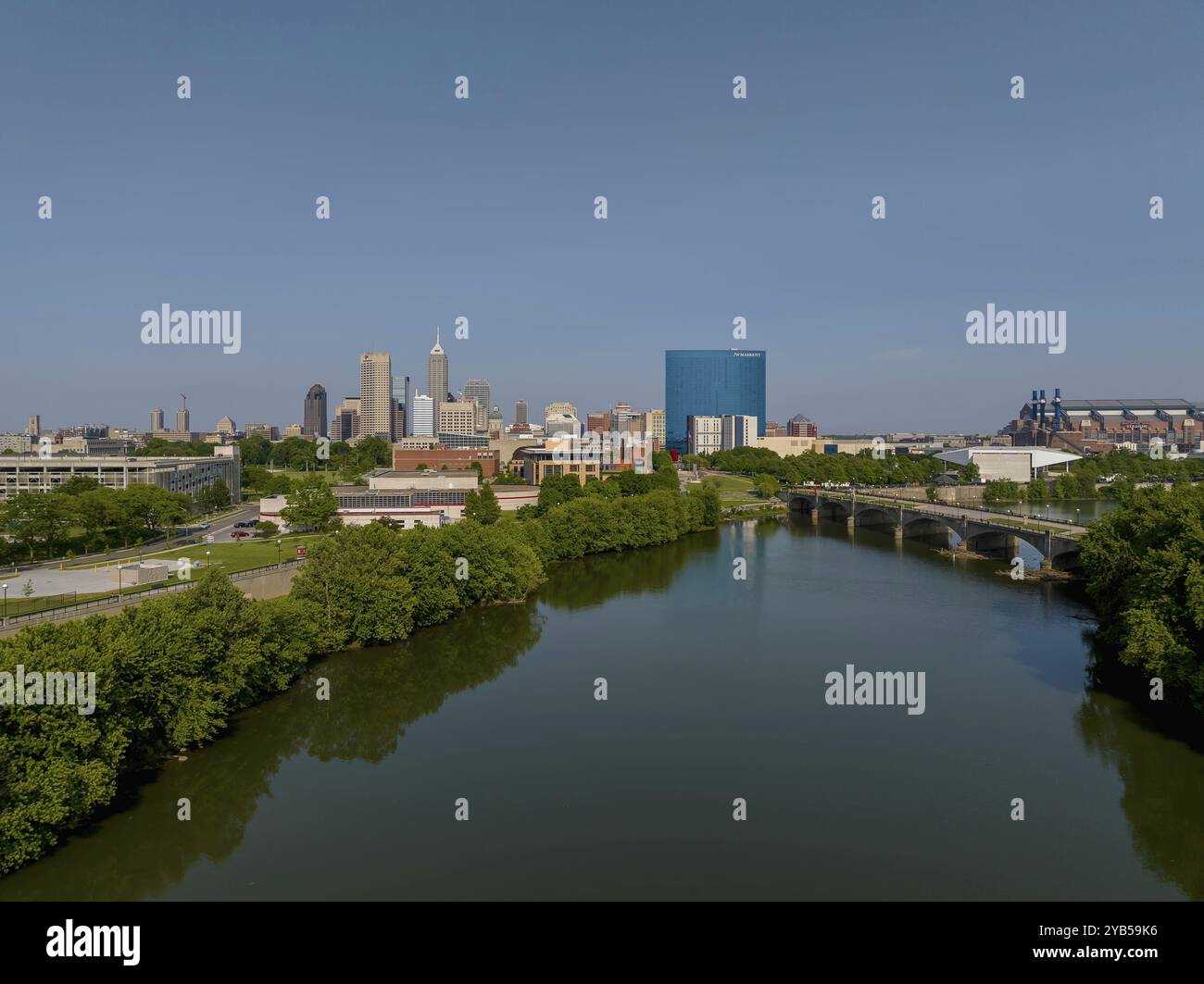 Aerial view of Indianapolis, colloquially known as Indy, is the state ...