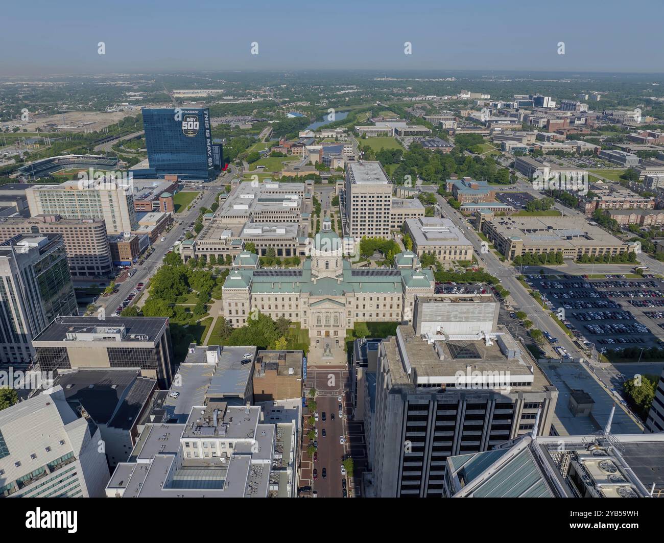 Aerial view of the Indiana Statehouse in Indianapolis, Indiana. Built ...