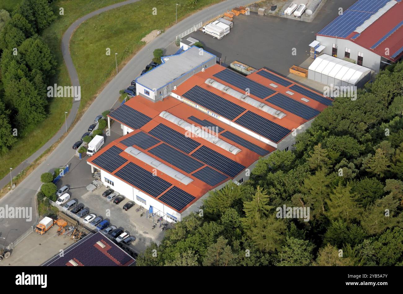 Aerial view of a solar roof Stock Photo - Alamy