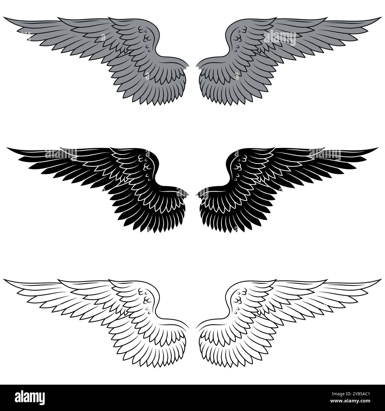 White feather wings of cartoon style angel, cartoon style bird wings ...