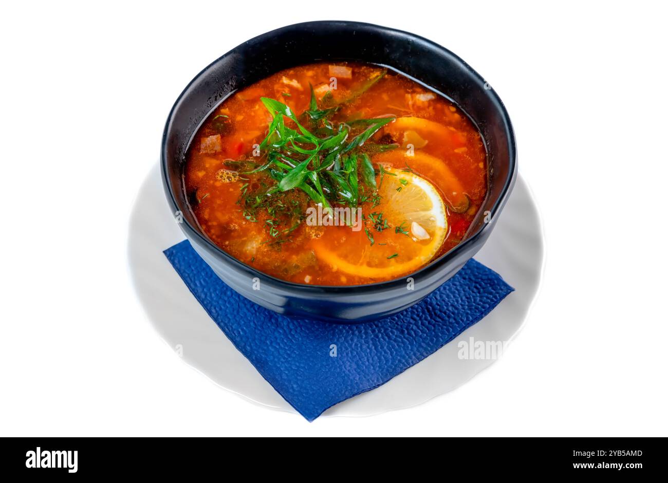 Russian soup Solyanka on white background Stock Photo - Alamy