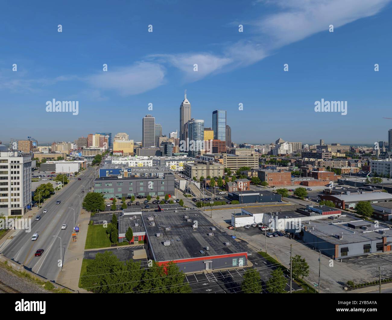 Aerial view of Indianapolis, colloquially known as Indy, is the state ...