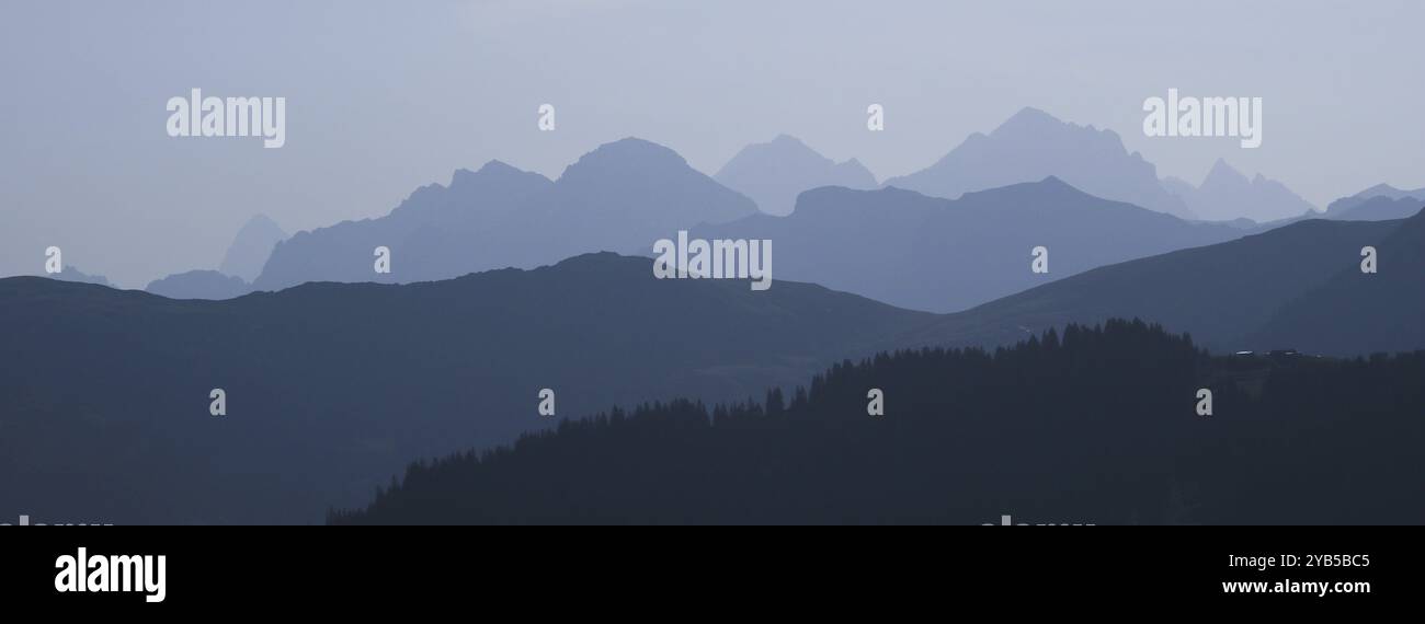 Mountain ranges in the morning light seen from Vorder Walig ...
