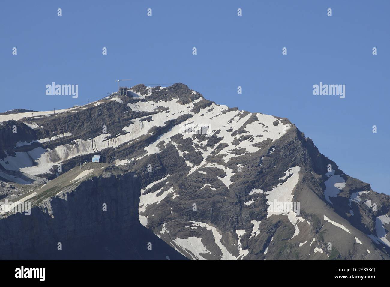 Summit station and suspension bridge of the Glacier 3000 cable car ...