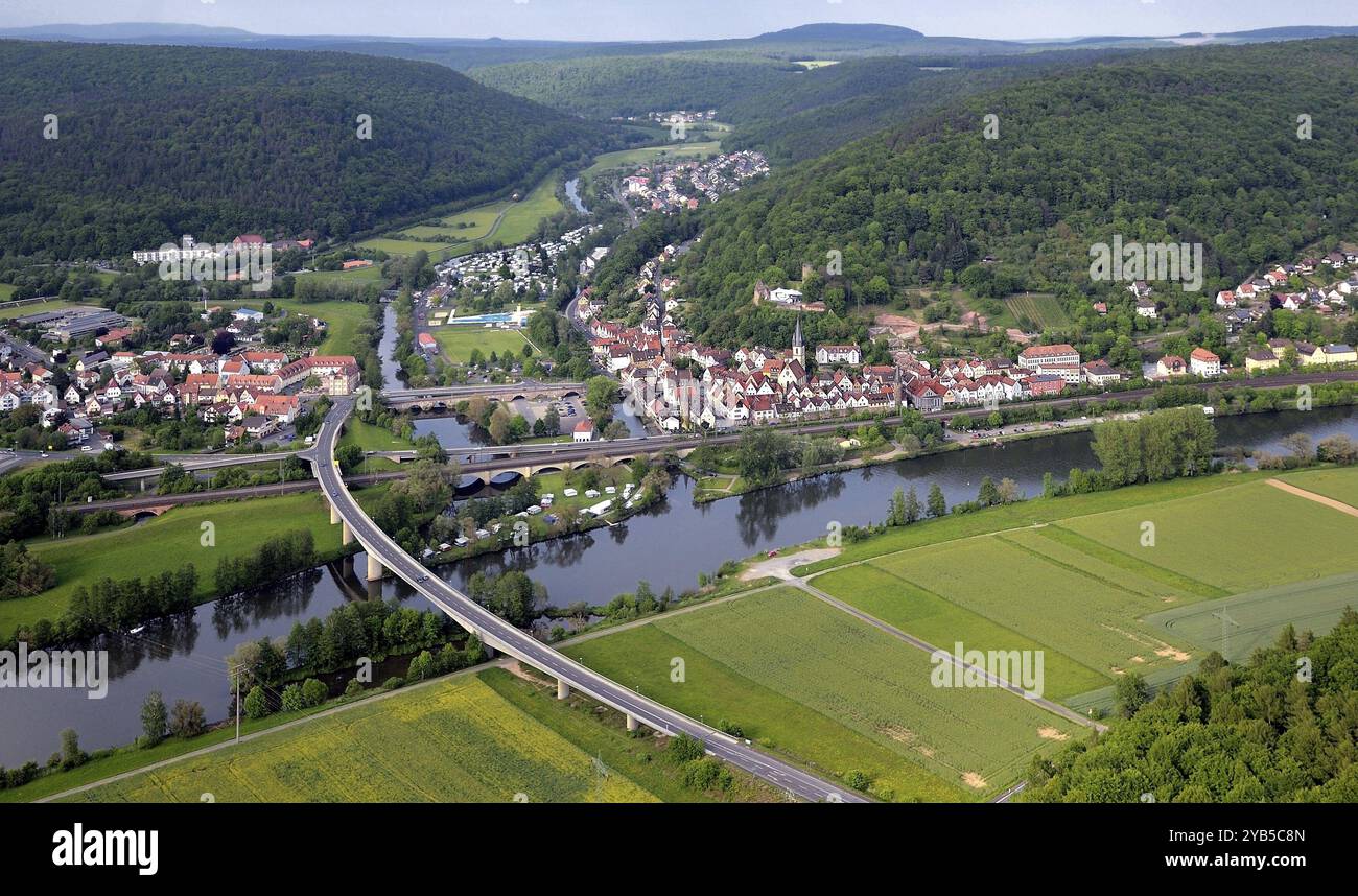 Aerial view of the old town centre of Gemuenden am Main Stock Photo - Alamy