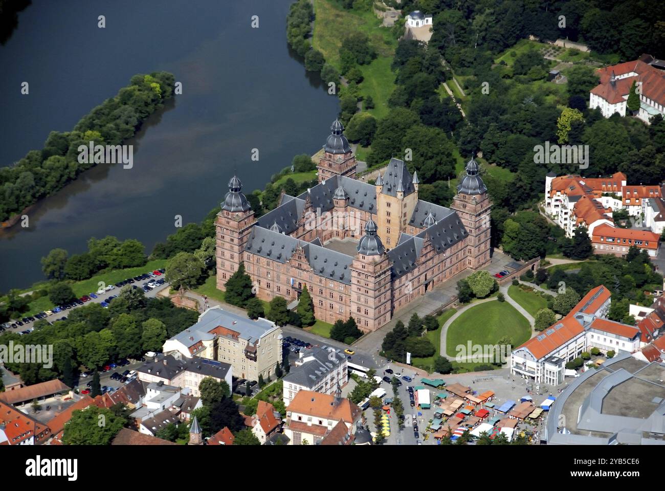 Aerial view, Aschaffenburg Castle Stock Photo - Alamy