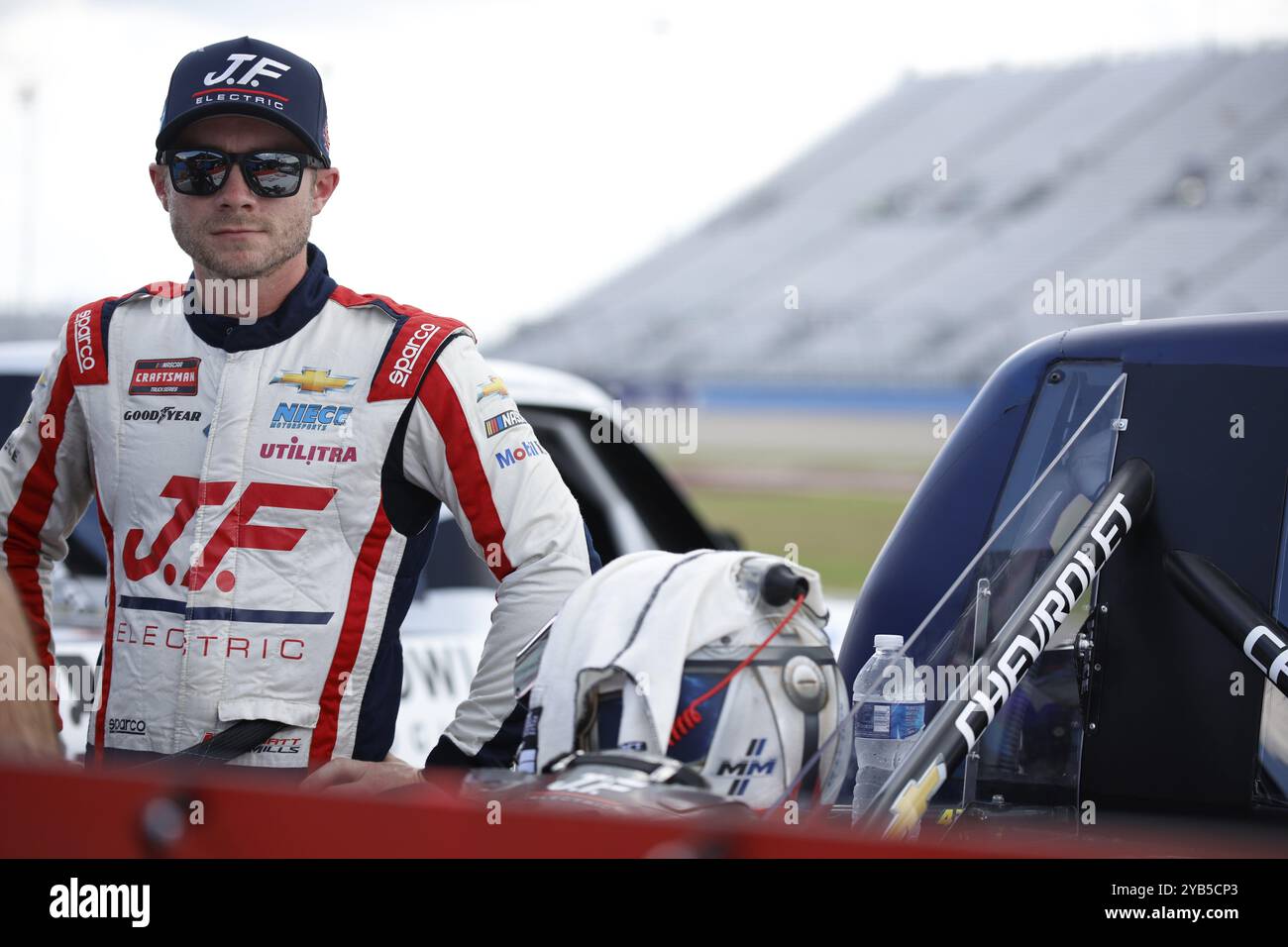 Matt Mills takes to the track to practice for the Rackley Roofing 200 ...