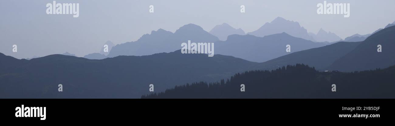 Mountain ranges in the morning light seen from Vorder Walig ...