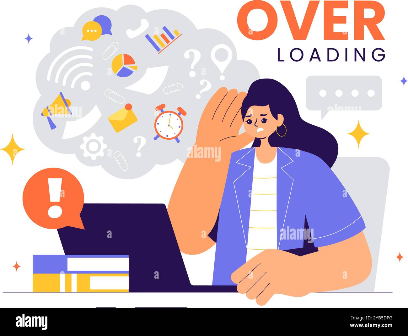 Overloading Vector Illustration of a Busy Employee Multitasking to ...