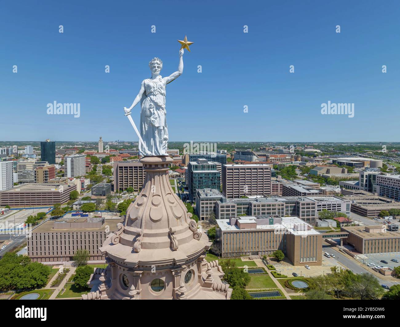 Aerial view of the Texas State Capitol Building In the city of Austin ...