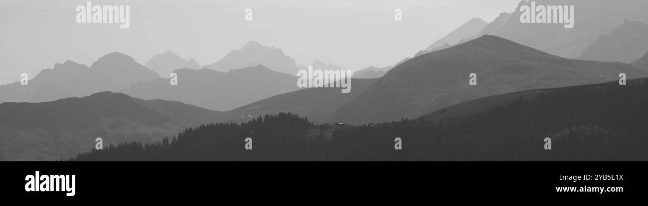 Mountain ranges in the morning light seen from Vorder Walig ...