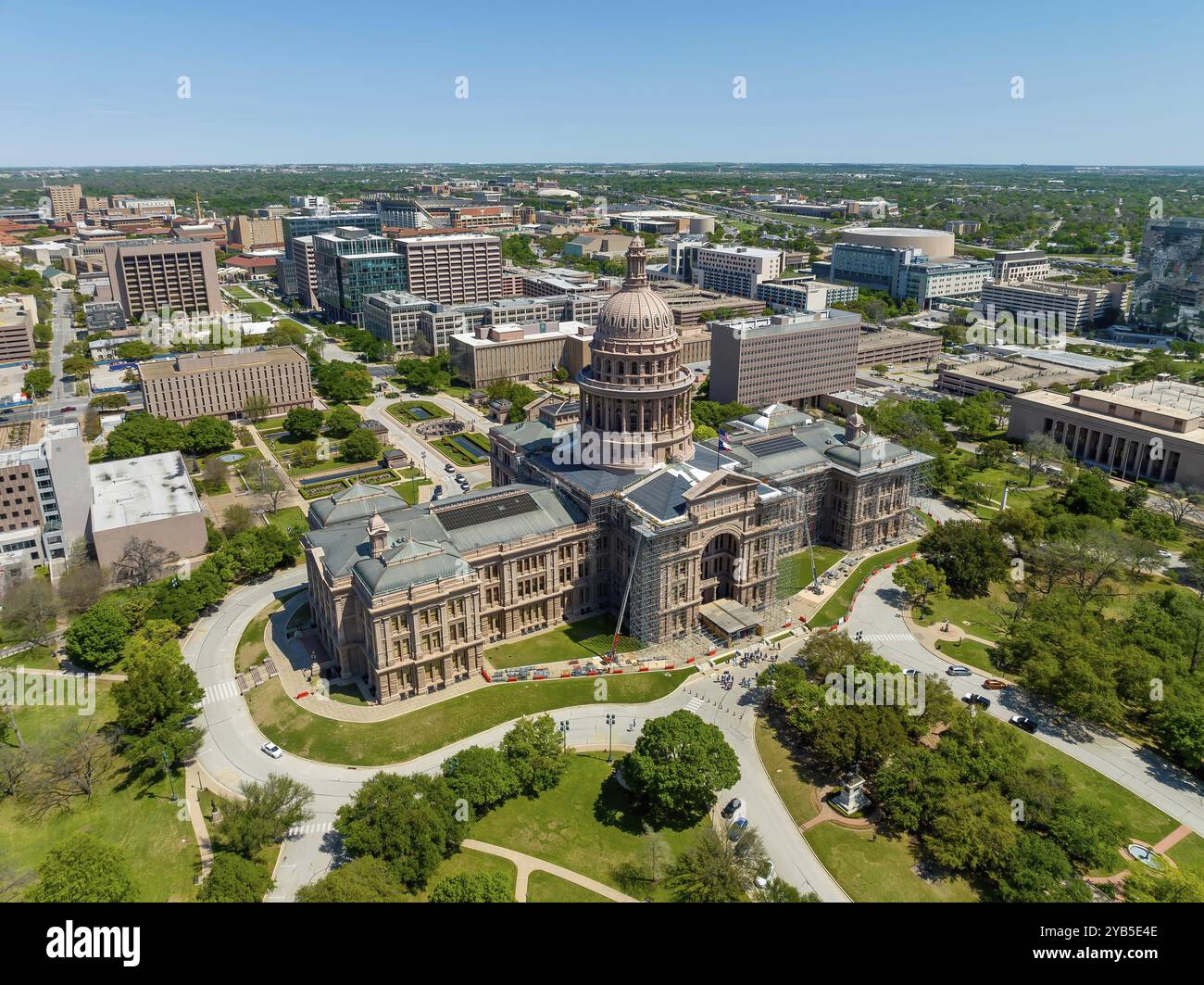 Aerial view of the Texas State Capitol Building In the city of Austin ...